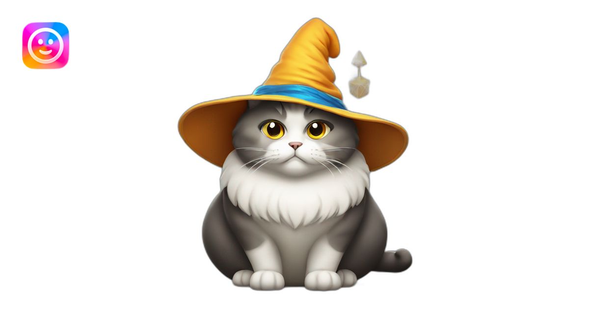 Fat cat with a wizard hat emoji | AI Emoji Generator