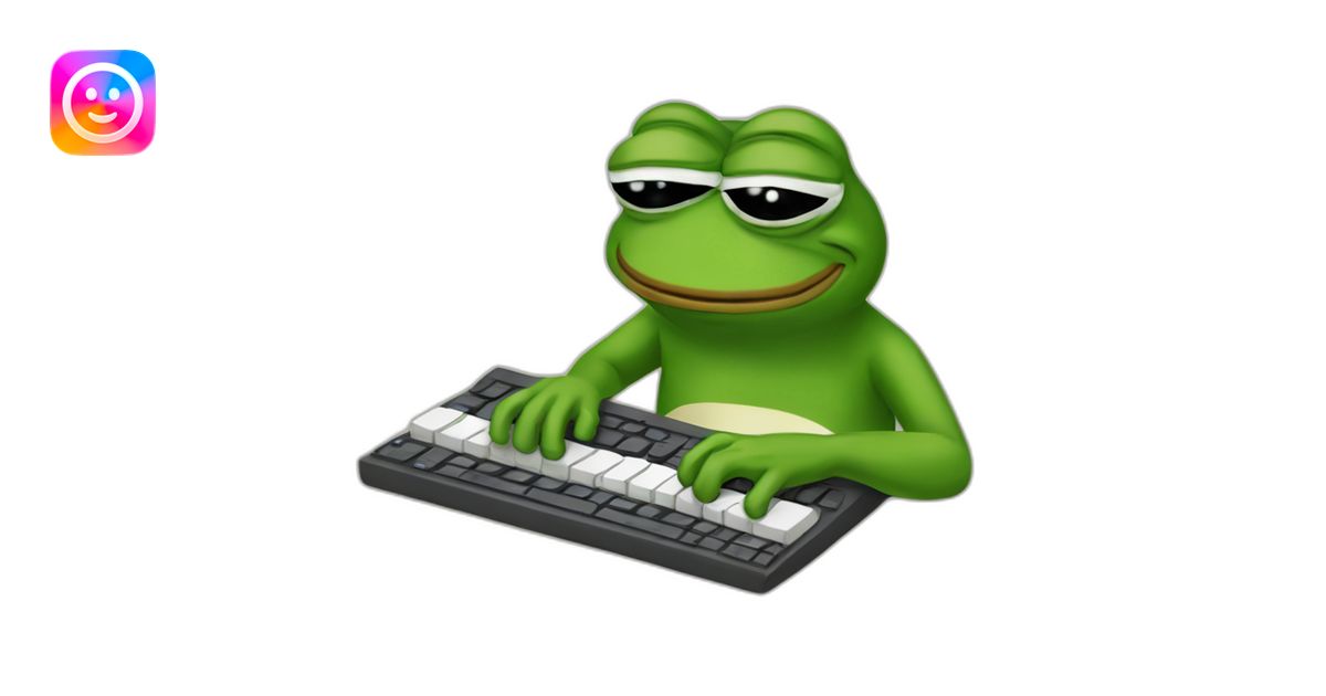 pepe-the-frog-typing-on-a-keyboard emoji | AI Emoji Generator