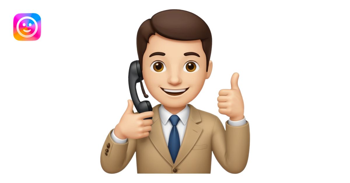boss on a phone call, giving a thumbs up emoji | AI Emoji Generator
