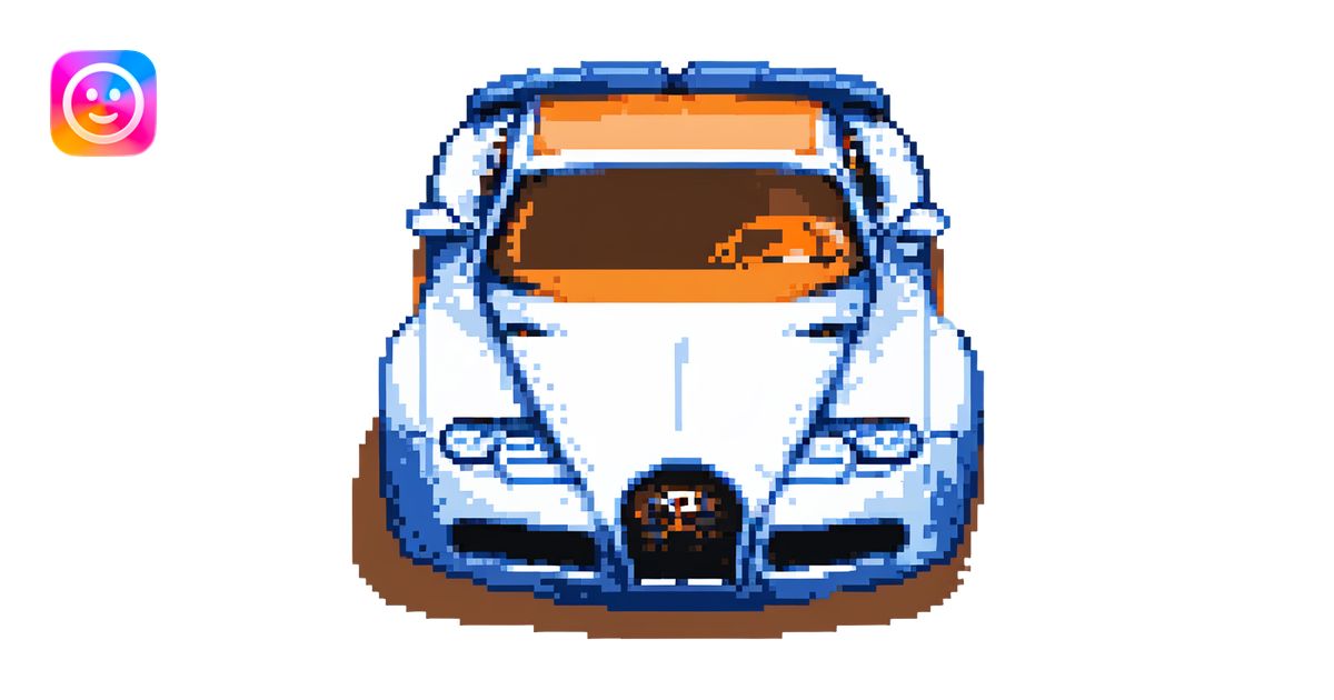 blue Bugatti car pixel art illustration | AI Emoji Generator