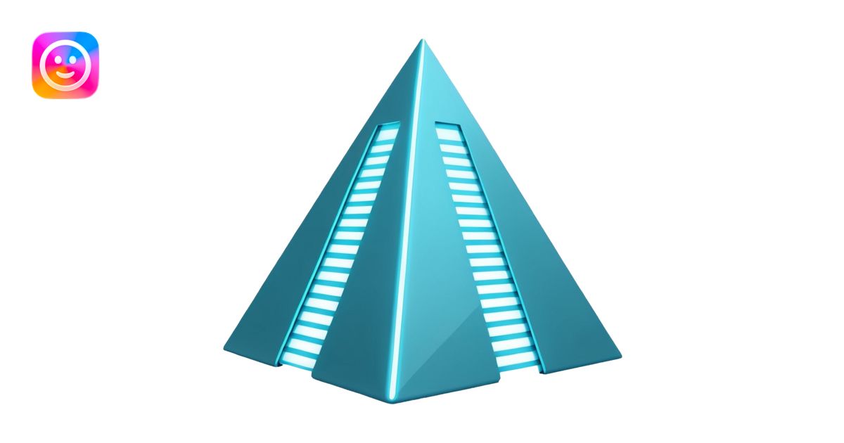 White metallic and cyan-glowing, futuristic pyramid emoji | AI Emoji ...