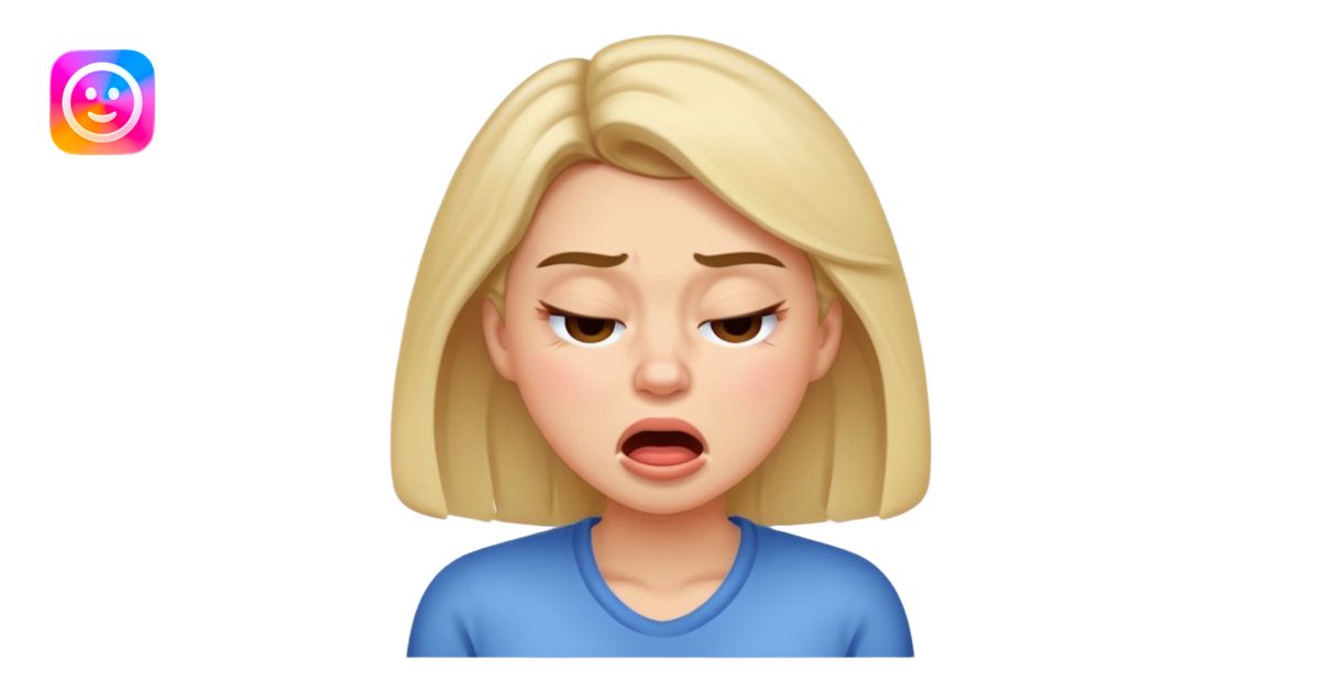 Woman mid-sneeze with puffed cheeks emoji | AI Emoji Generator