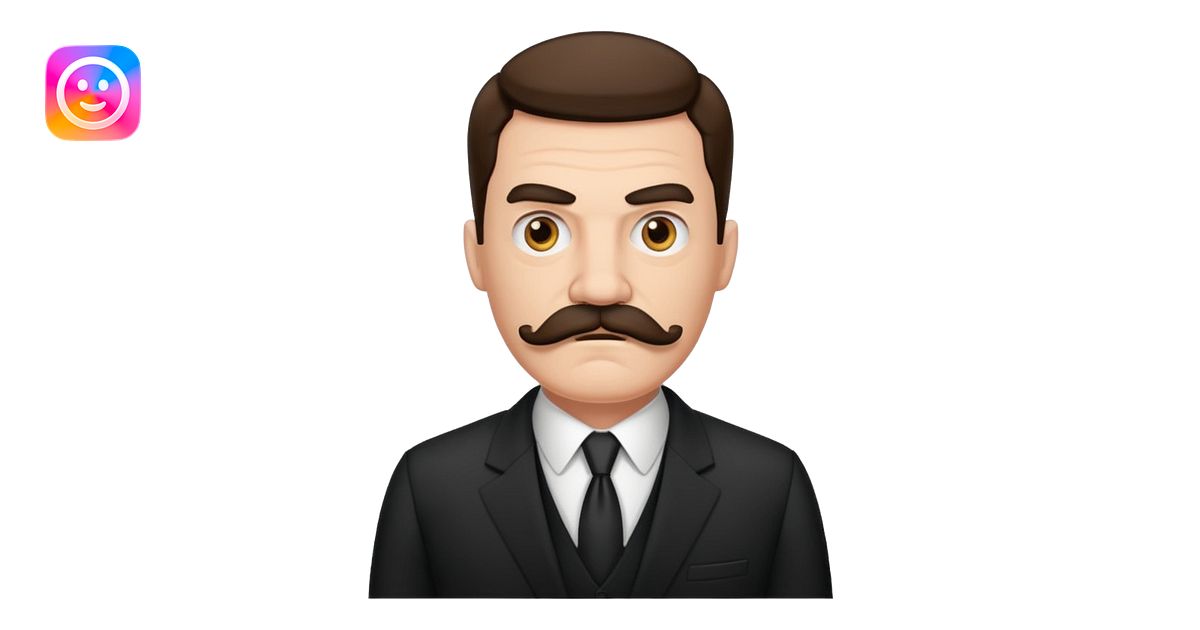 suspicious man uin a suit with a mustache, looking mad emoji | AI Emoji ...