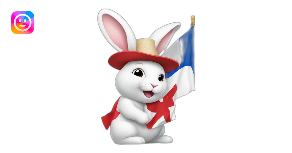 A White rabbit with a Panama flag emoji | AI Emoji Generator