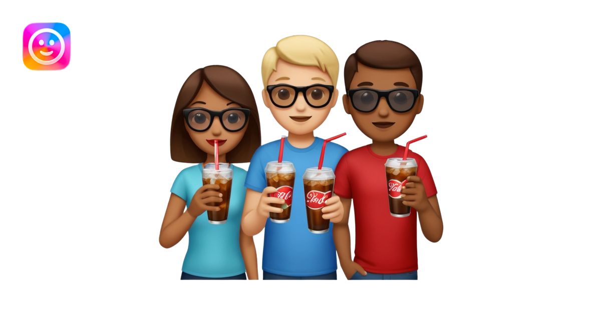 A group of thristy people having soda. emoji | AI Emoji Generator