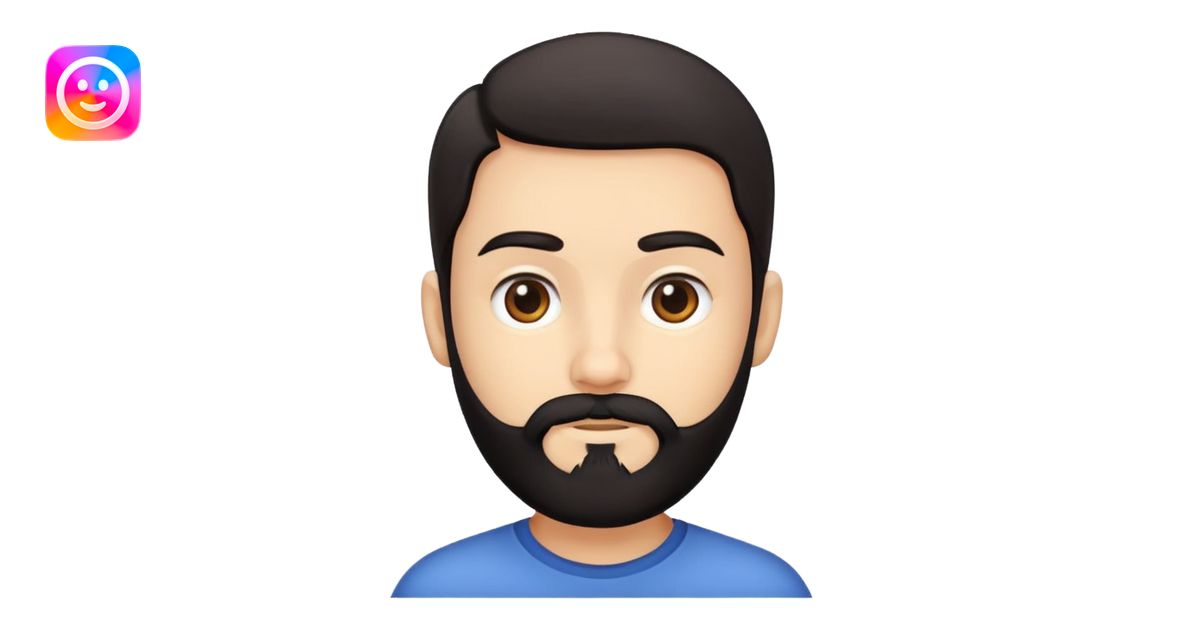 Boy with normal black beard and simple hair emoji | AI Emoji Generator