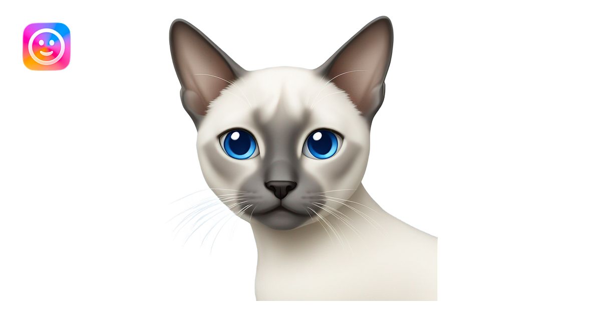 White Siamese cat with blue cross eye s emoji | AI Emoji Generator