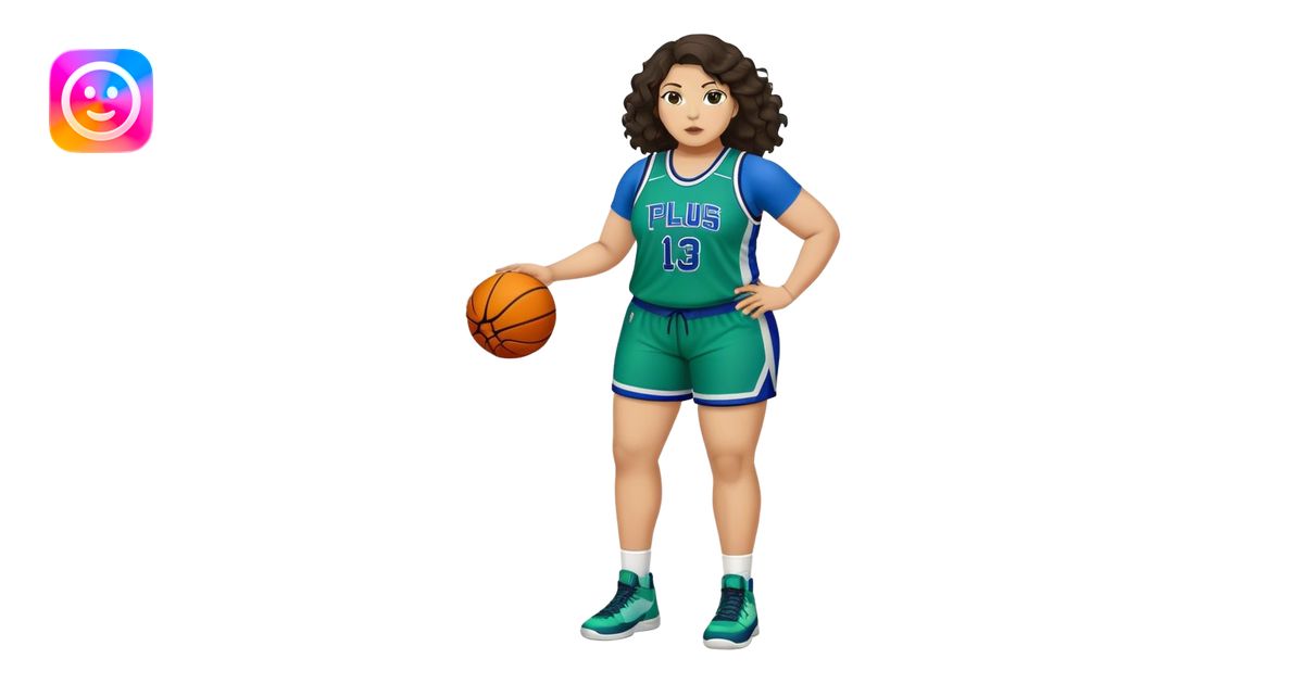 full body plus size light skin latino women basketball player with wavy ...