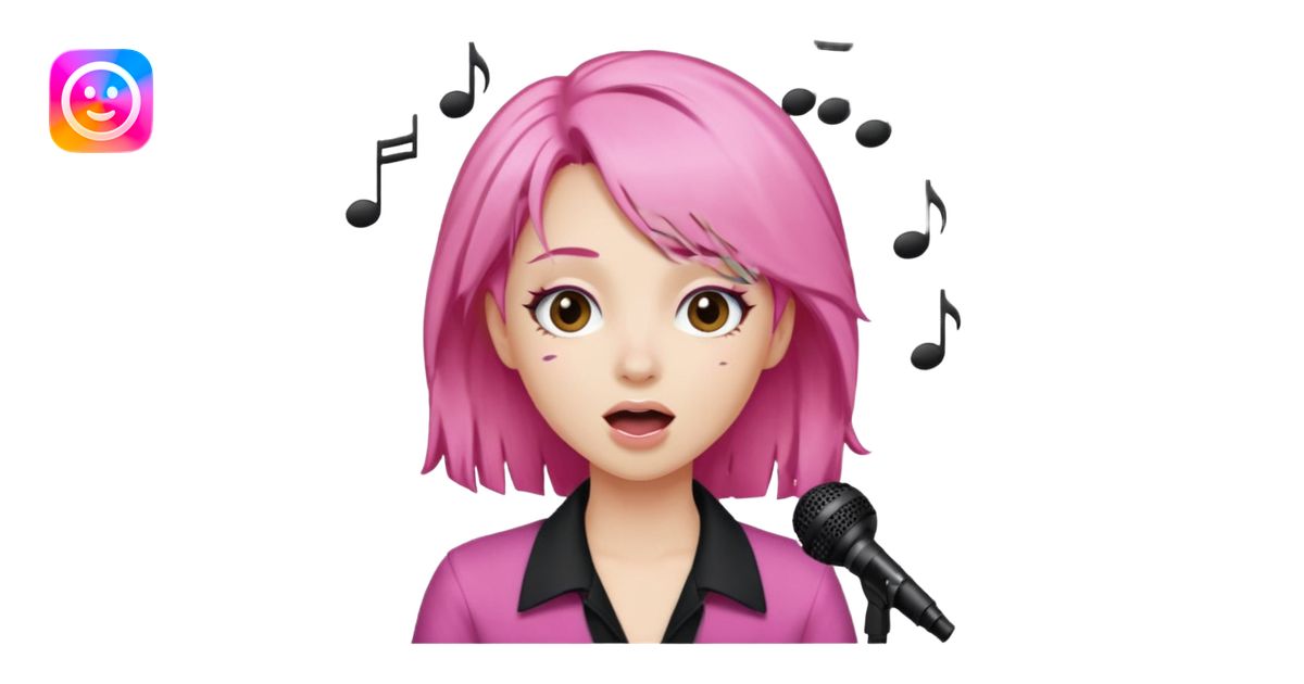 simple emoji of Jem from Jem and the Holograms, classic pink hair ...