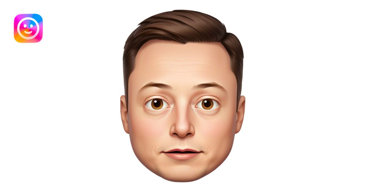 A highly detailed, photorealistic emoji-style illustration of just Elon ...