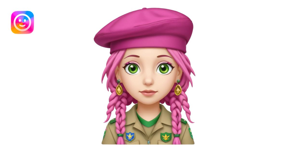 very pretty girl big green eyes, scout girl with pretty pink uniform ...
