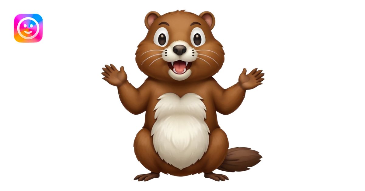 A crazy beaver is standing on its hind legs with its front paws ...