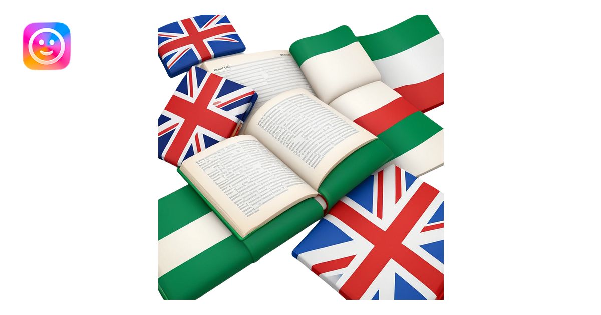 Italian to English dictionary book cover with correct Italian flag and ...