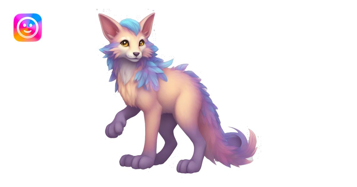 Kawaii bright fantasy ethereal anthro fursona Fakemon animal creature ...