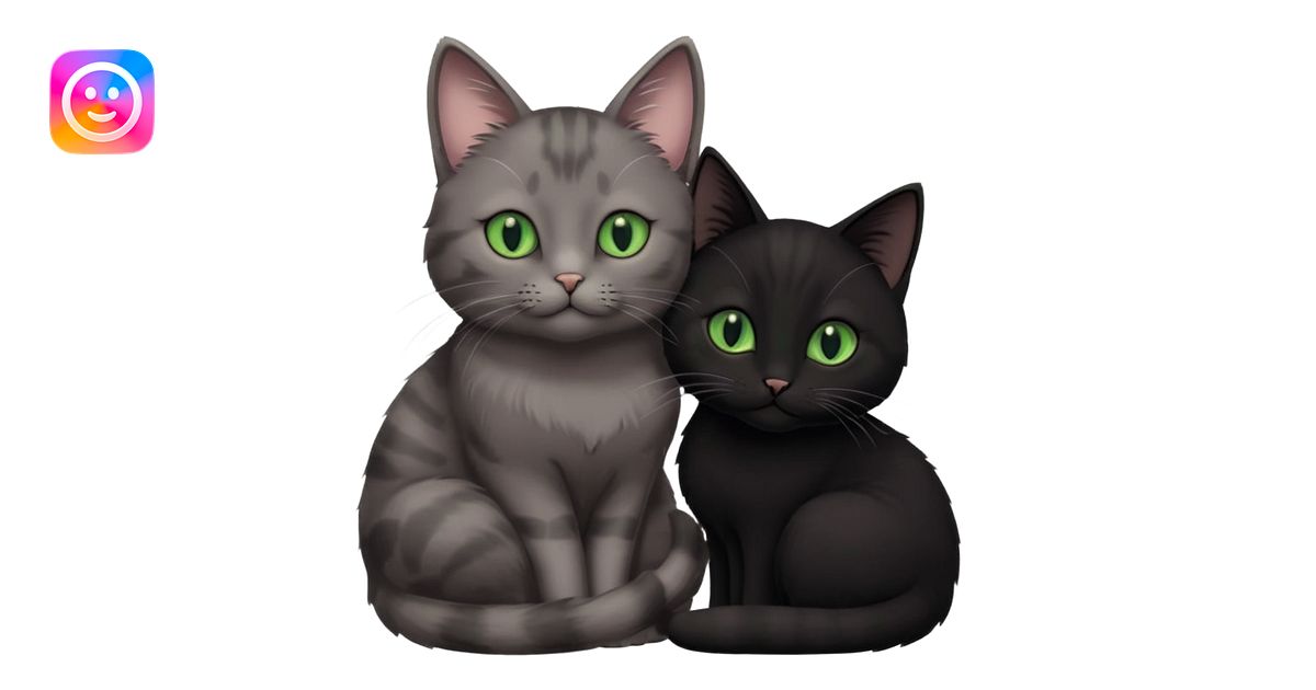 1 grey cat with pastal green eyes and 1 black with green eyes cat ...