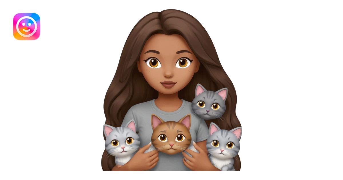 a pretty bratz dusky girl with long brown hair with six cats nd wearing ...