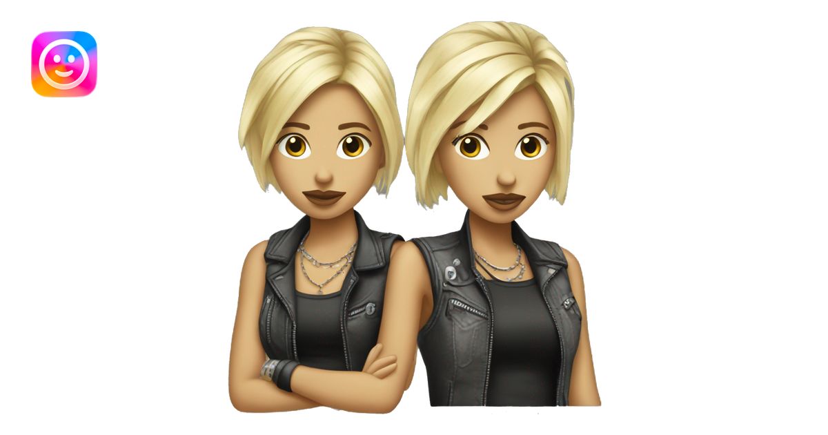 Two punks rock blond girls techno emoji | AI Emoji Generator