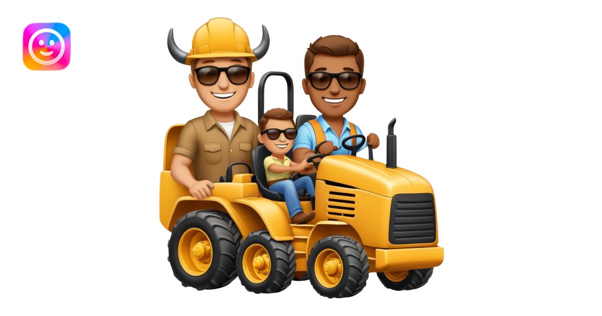 Happy birthday road trip two guys in a bull dozer emoji | AI Emoji ...