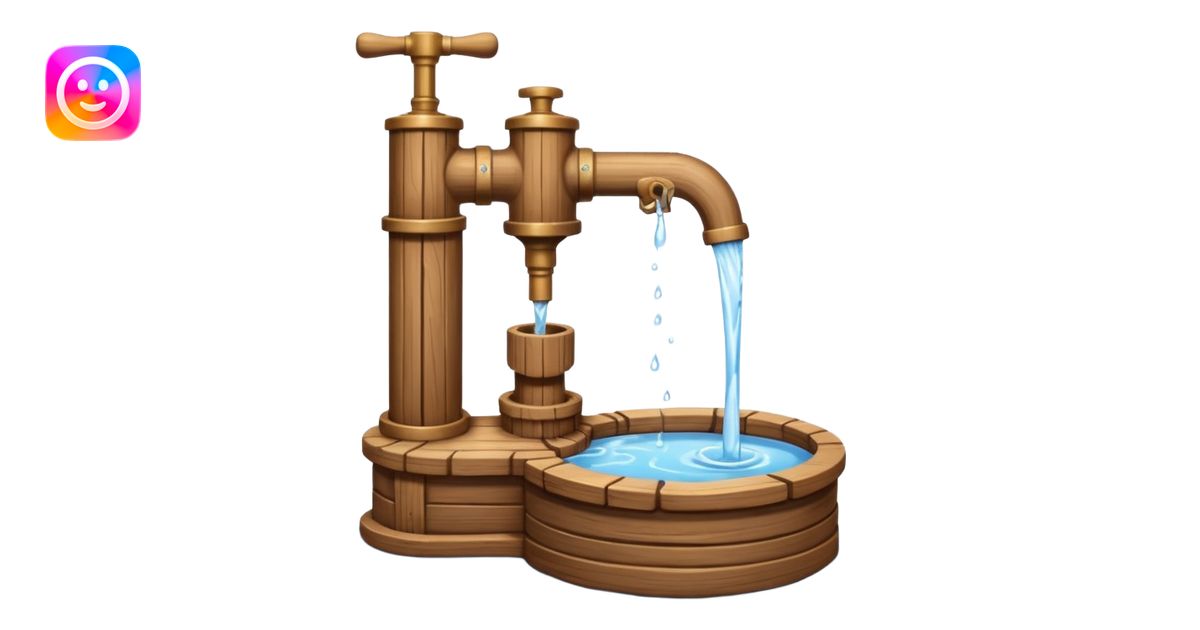 Ghibli style water pump with water pouring out of it emoji | AI Emoji ...