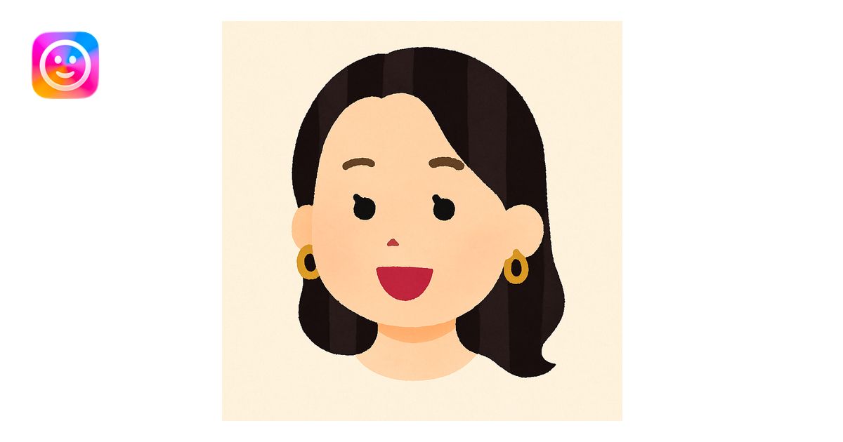 Crop the image to show only the head in the style of Irasutoya. Remove ...