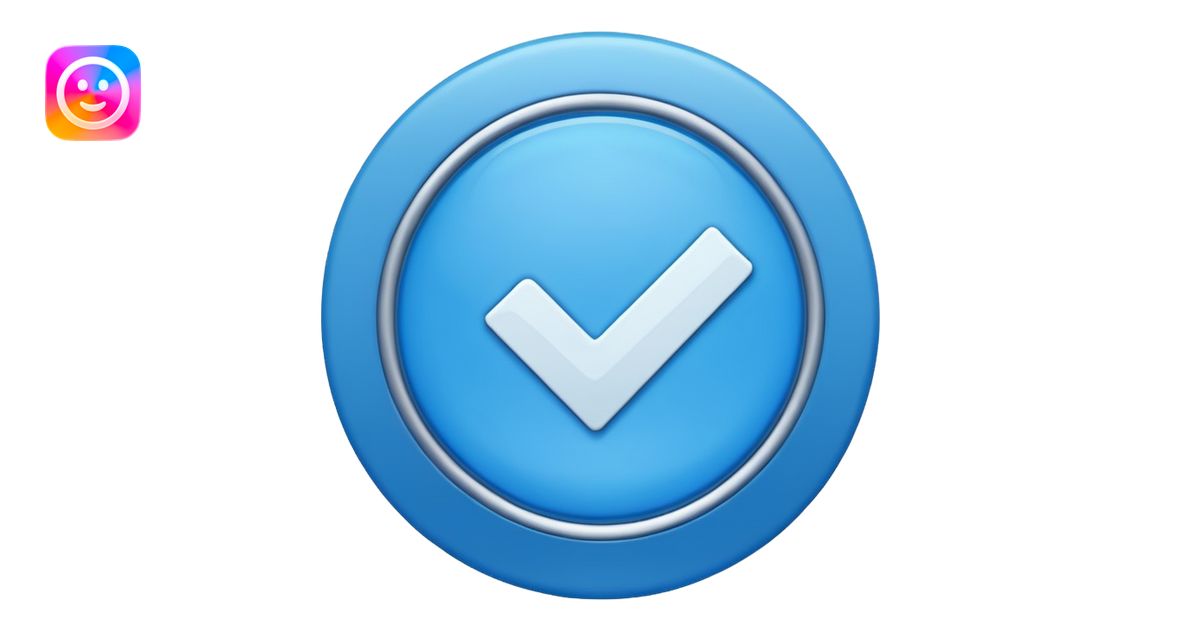 A check mark in a completely blue circle like a max emoji | AI Emoji ...