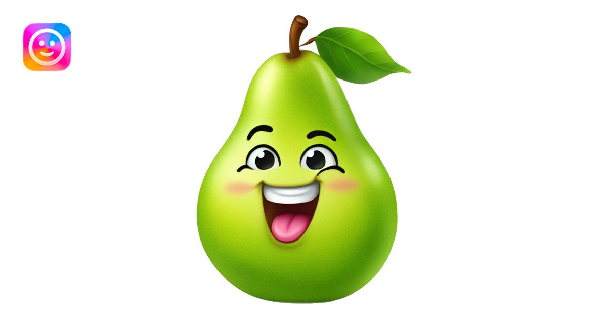 Shiny Green Cute pear with tongue emoji | AI Emoji Generator