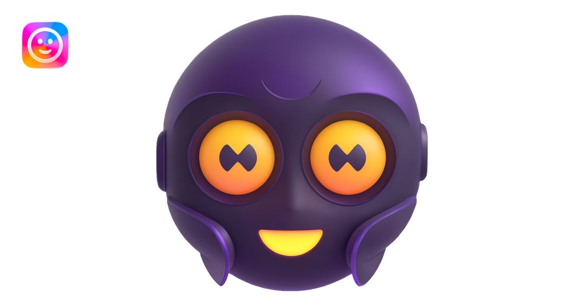 futuristic emoji with sinister look, holographic elements, 3D shading ...