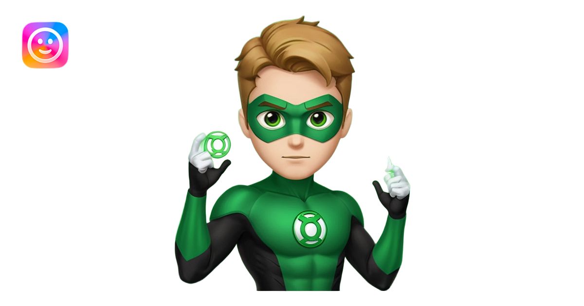 Green Lantern with green eyes emoji | AI Emoji Generator