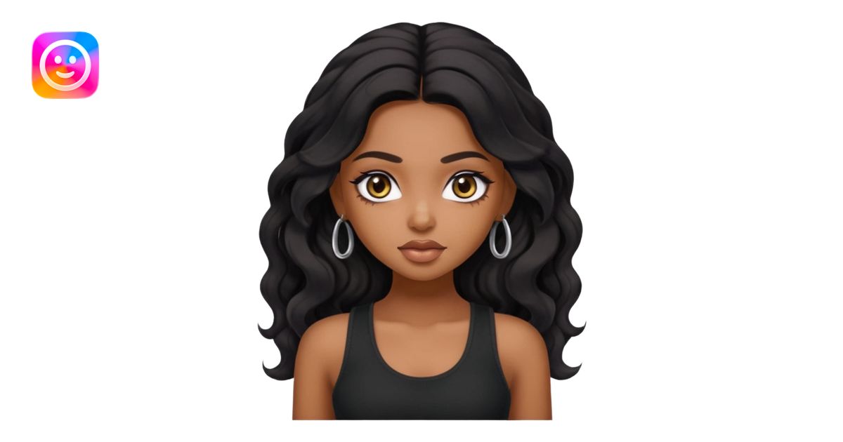 a pretty bratz dusky girl with long wavy black hair, kajal under eyes ...