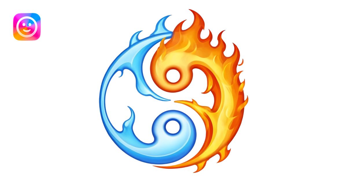 The fire and water emojis are in the form of the yin-yan symbol in ...