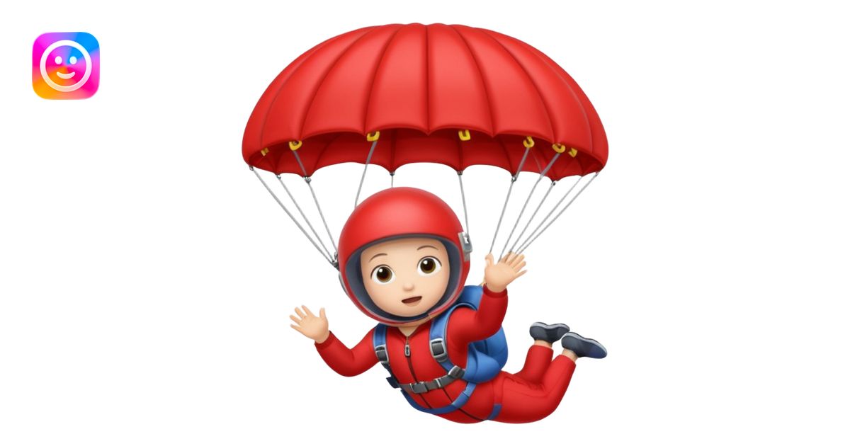 Skydiving baby with parachute and UFO red emoji | AI Emoji Generator