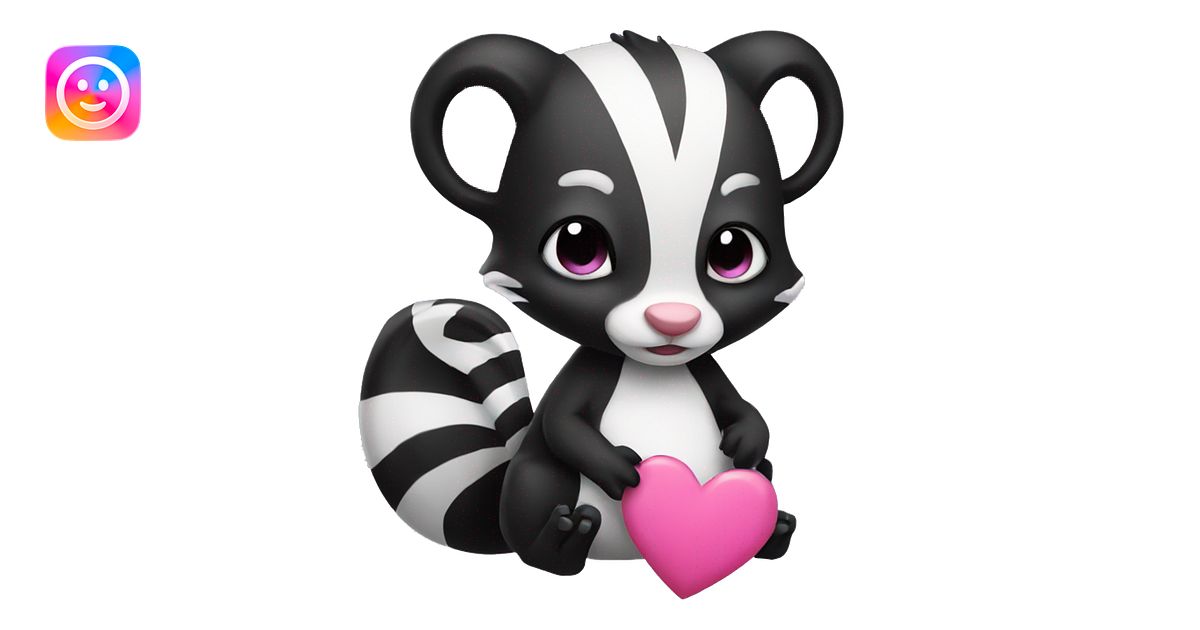 skunk holding a pink heart emoji | AI Emoji Generator