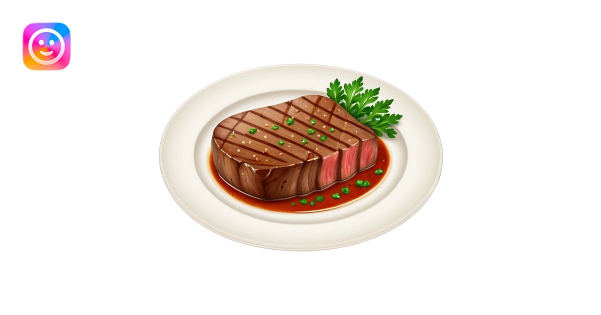 fancy steak on a fancy fine dining plate emoji | AI Emoji Generator