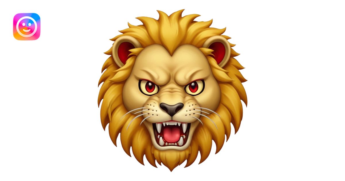 Angry lion with red eyes and dangerous teeth emoji | AI Emoji Generator