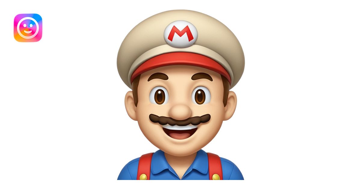 Laughing Mario in a retro gaming style emoji | AI Emoji Generator
