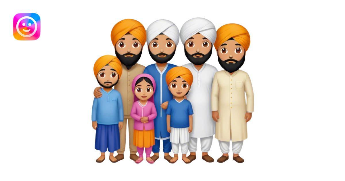 Parents with adult kids Sikh emoji | AI Emoji Generator