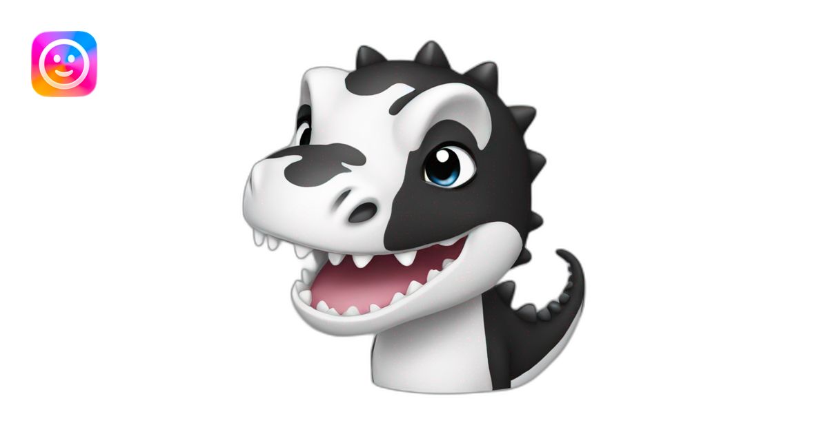 Cute black and white dino emoji | AI Emoji Generator