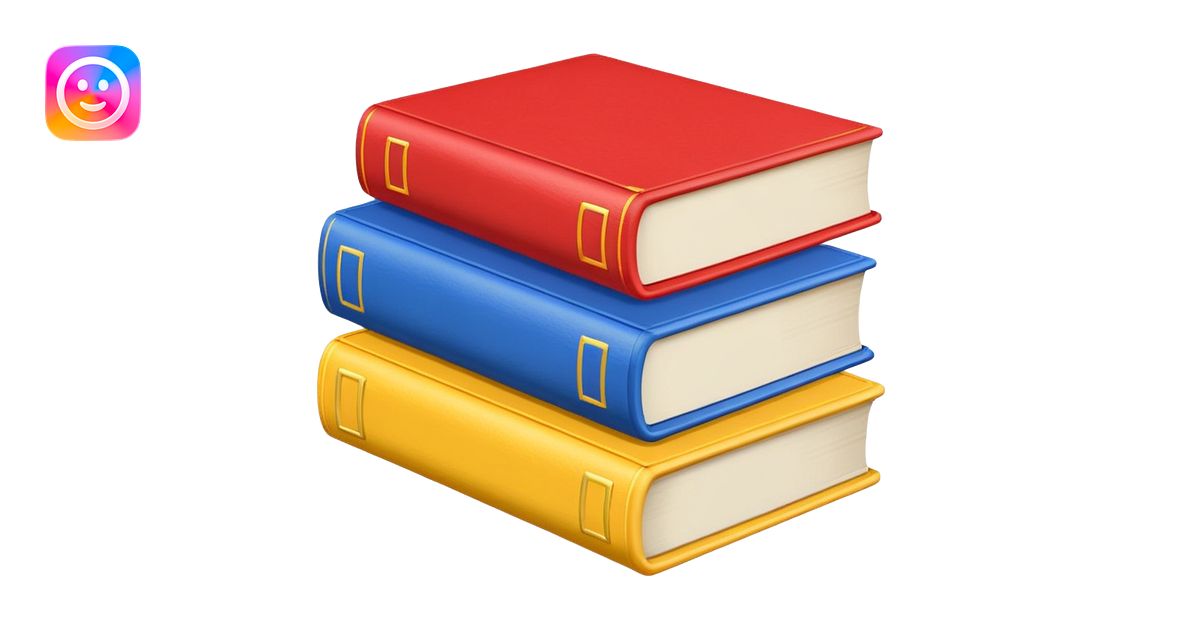 three different color books From front view emoji | AI Emoji Generator
