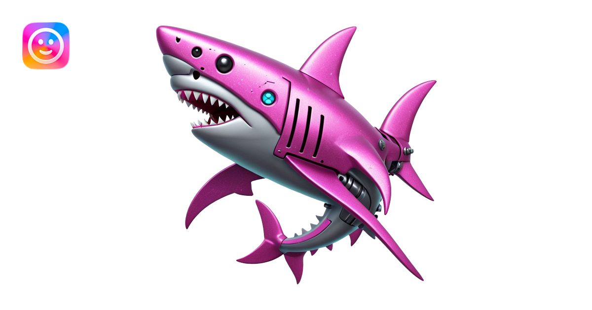 glitter mech shark pink cyberpunk emoji | AI Emoji Generator