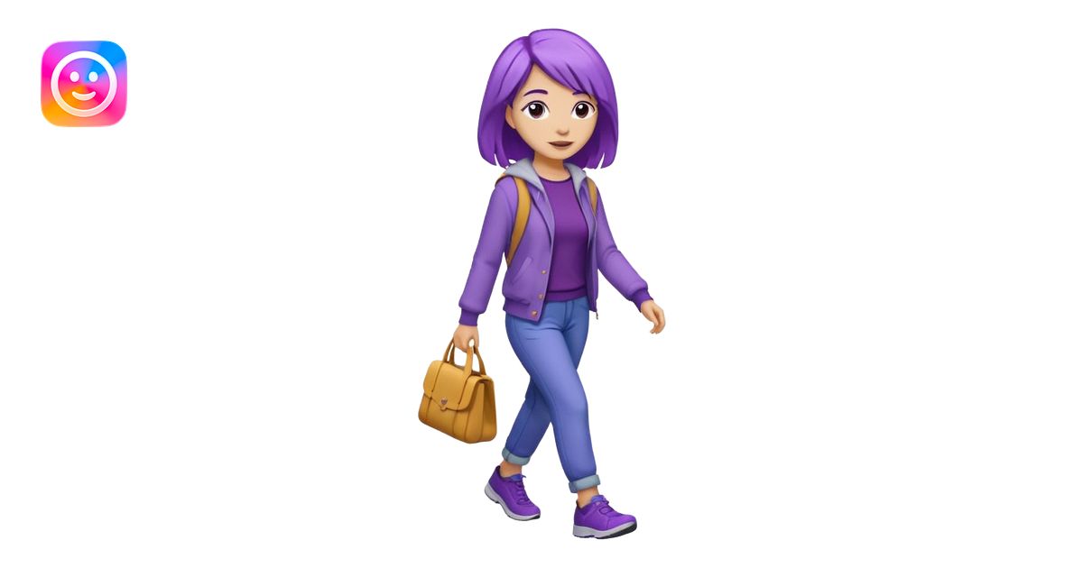 purple haired light skinned woman walking emoji | AI Emoji Generator