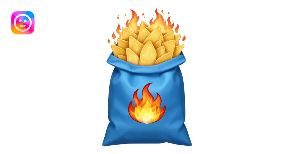 Chips blue names fire in abag emoji | AI Emoji Generator