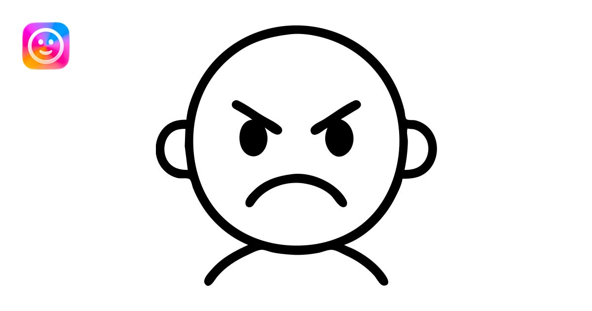 angry cartoon character, bold lines icon | AI Emoji Generator