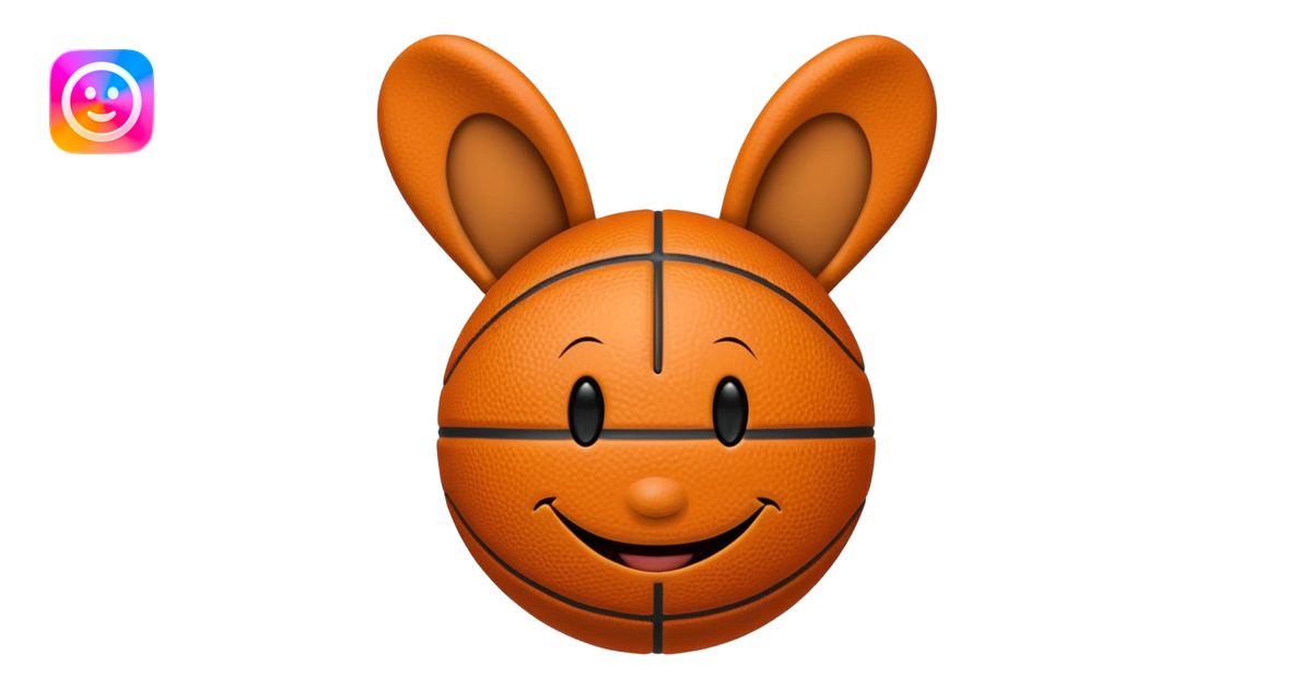 basketball with ears and smiley face emoji | AI Emoji Generator