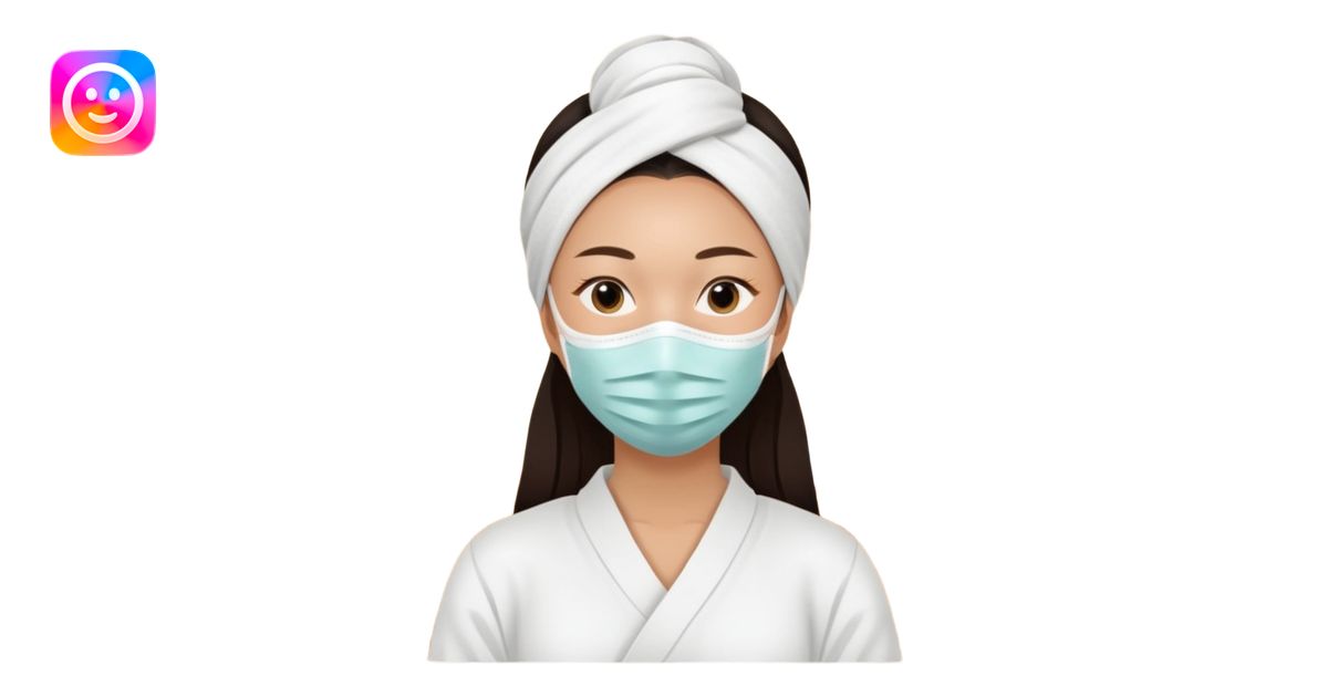 Lady with face mask spa beauty full face relaxing emoji | AI Emoji ...