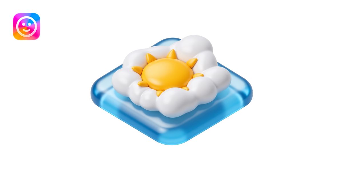 skeuomorphic Apple Weather App icon with glossy blue background ...