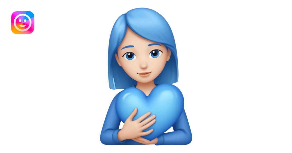 blue heart being embraced by arms emoji | AI Emoji Generator