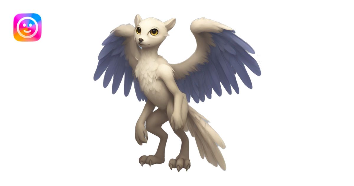 Anthro shy winged animal hybrid full body emoji | AI Emoji Generator