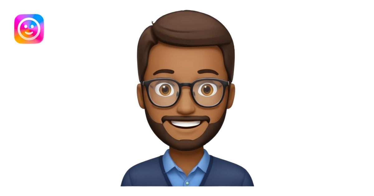 man wear glasses smile emoji | AI Emoji Generator