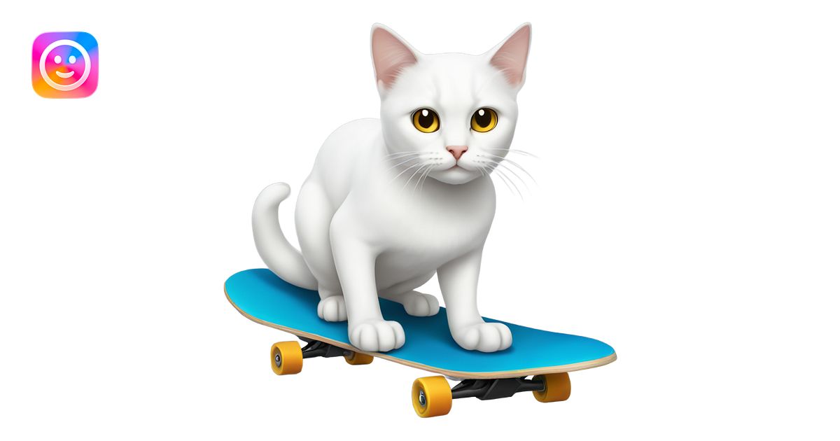 white cat on a skateboard emoji | AI Emoji Generator
