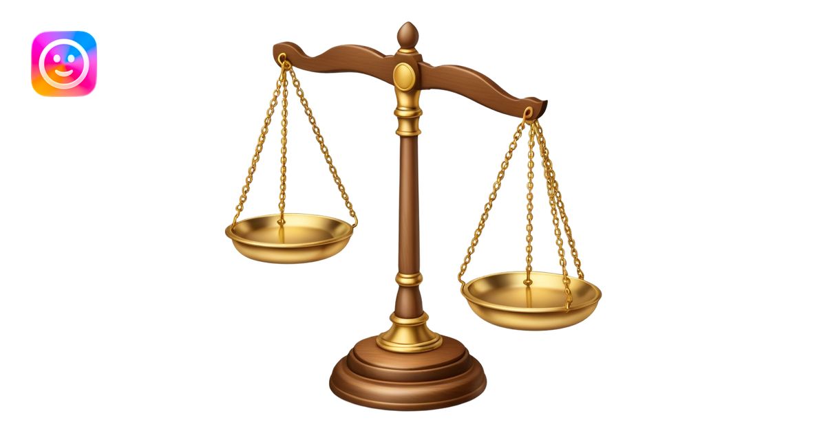 Scales of justice balanced with gavel emoji | AI Emoji Generator